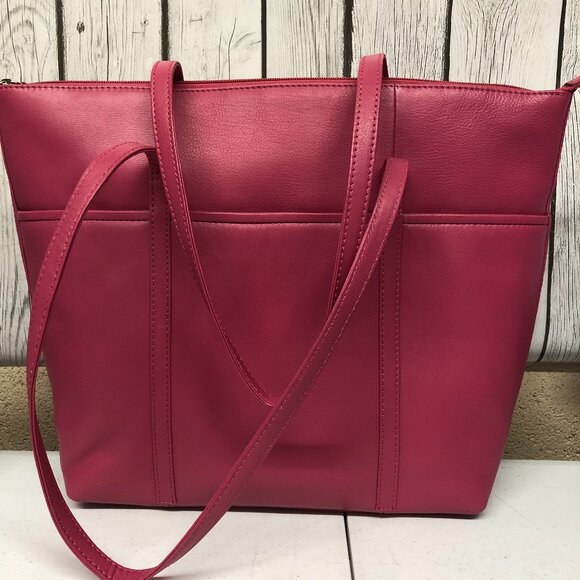 Ili New York | Bags | Ili New York Pink Leather Tote Bag | Poshmark